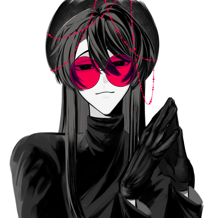 Safebooru - 1boy absurdres beads black eyes black gloves black hair black hat black sweater ...