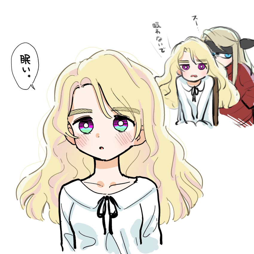 Safebooru - 2girls alternate hairstyle bandana berit (eisu) blonde hair blue eyes eisu (eith ...