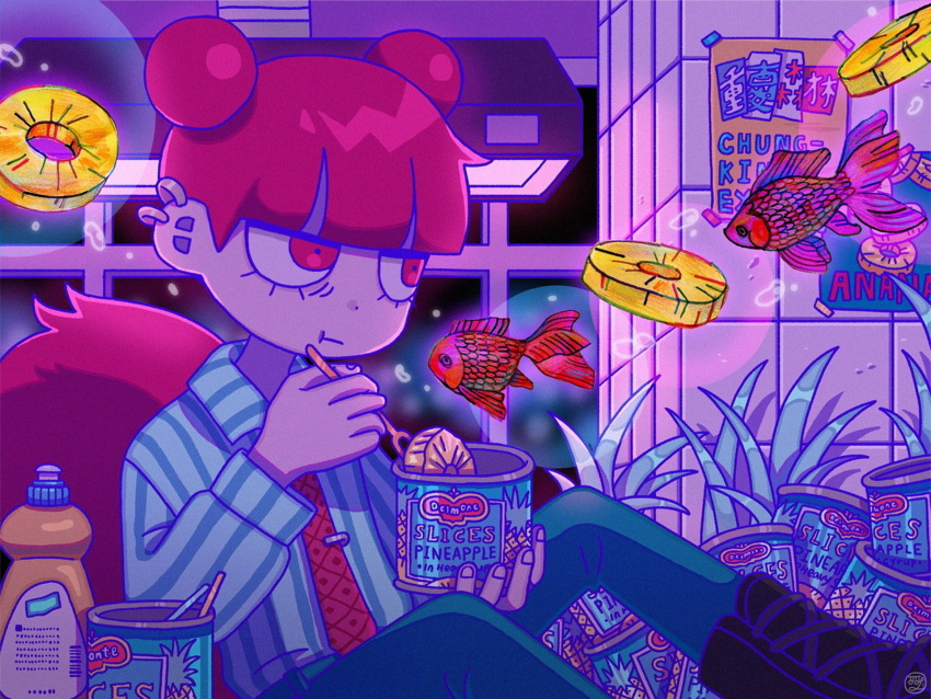 Safebooru - 1girl algae black footwear blue pants boots bottle bubble ...