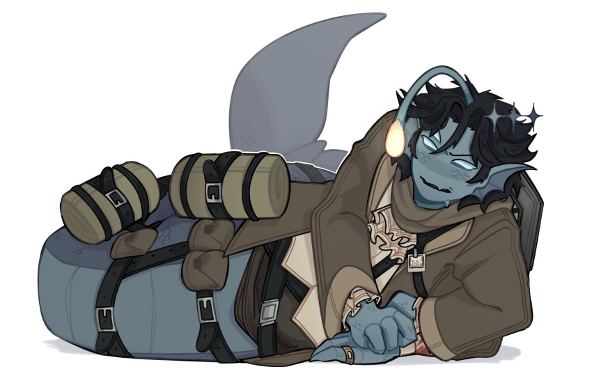 Safebooru - 1boy anglerfish boy ascot bandaged arm bandages black hair blood blood on bandages ...