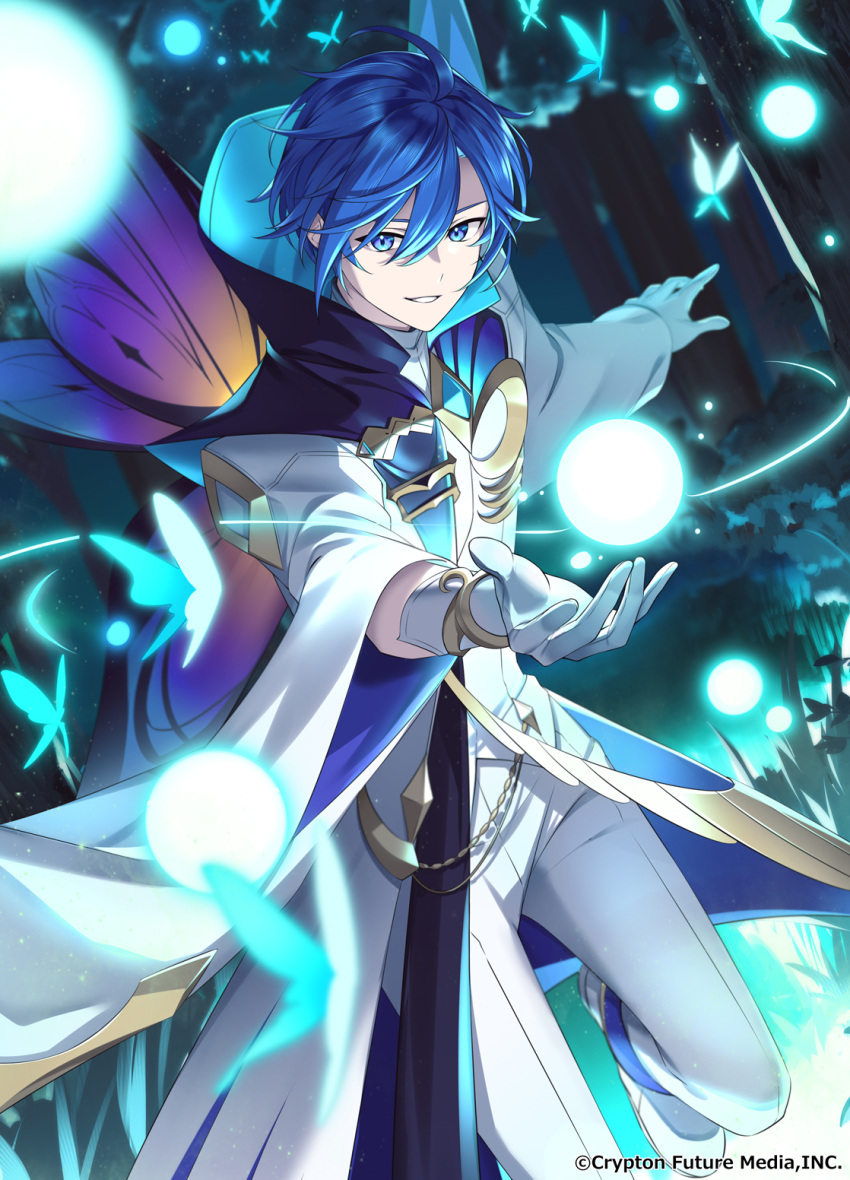 Safebooru - 1boy blue eyes blue hair bug butterfly commentary request copyright notice dark blue ...