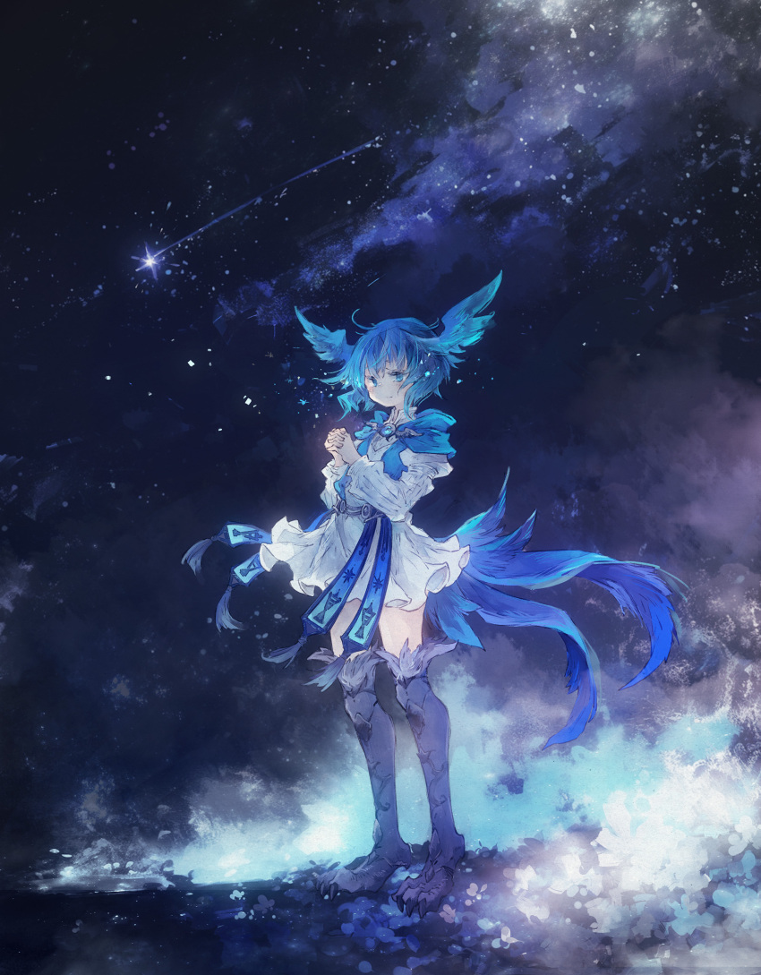 Safebooru - 1girl abstract background bird girl bird legs bird tail bird wings blue capelet blue ...