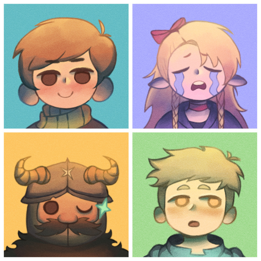 Safebooru - 1girl 3boys absurdres beard blonde hair brown eyes brown hair chilchuck tims closed ...