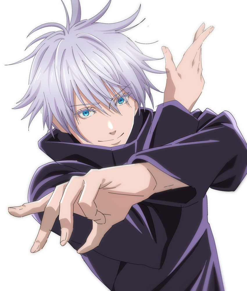 Safebooru - 1boy absurdres black coat blue eyes closed mouth coat commentary request cropped ...