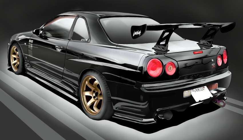 Safebooru - black car black theme car highres license plate masshou-san ...