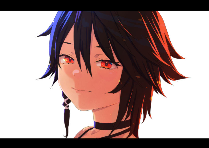 Safebooru - 1girl absurdres black hair choker close-up commentary request hair between eyes ...