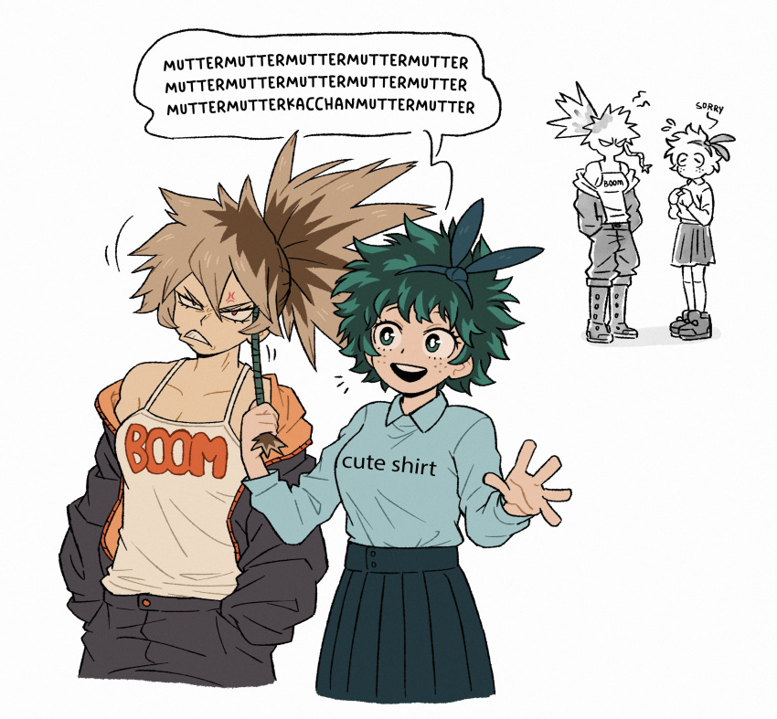 Safebooru - 2girls :d absurdres bakugou katsuki black jacket blonde ...