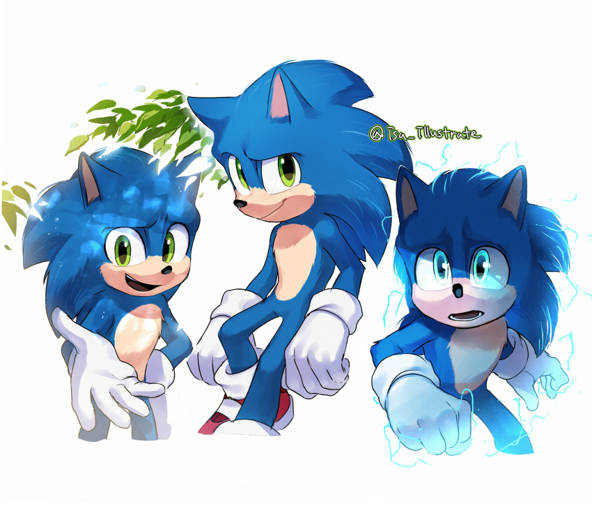 Safebooru - 1boy animal ears artist name blue eyes blue fur cowboy shot gloves glowing glowing ...