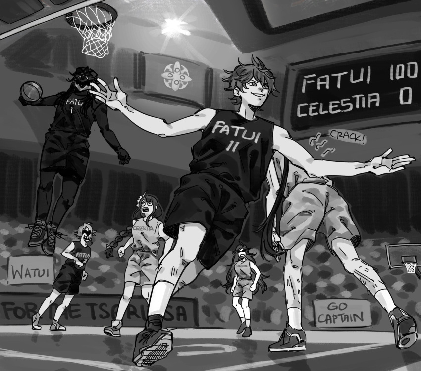 Safebooru - 2girls 4boys ball basketball basketball (object) basketball ...