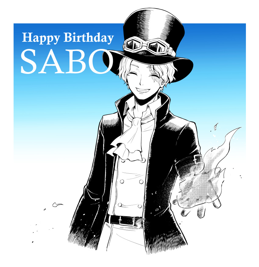 Safebooru - 1boy ^ ^ absurdres ascot belt blue background character ...
