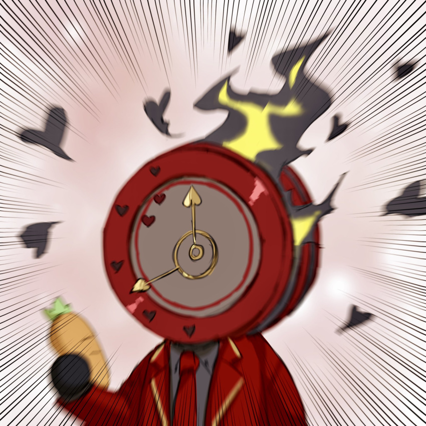 Safebooru - 1other black gloves black shirt carrot clock coat collared ...