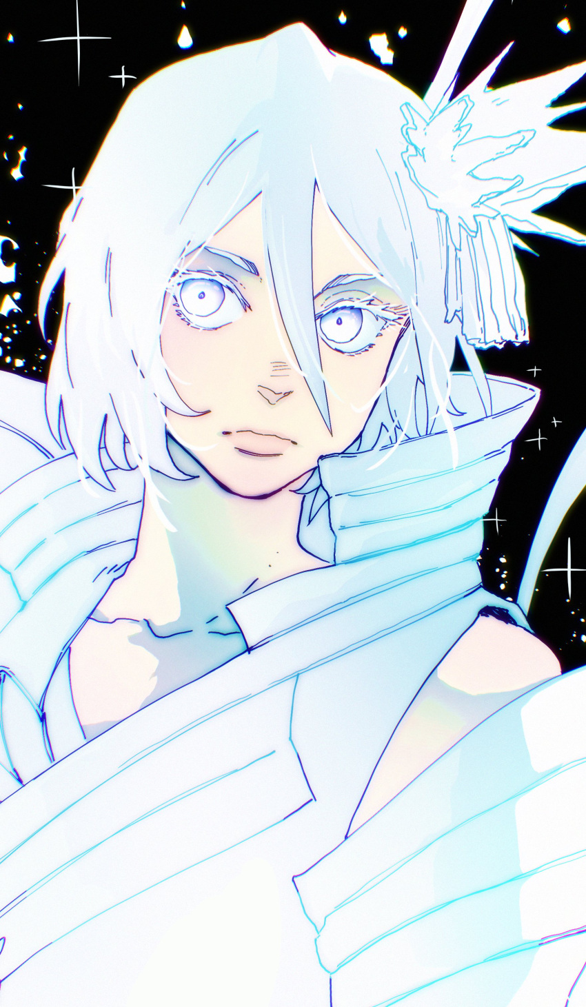 Safebooru - 1girl absurdres bankai black background bleach blue eyes ...