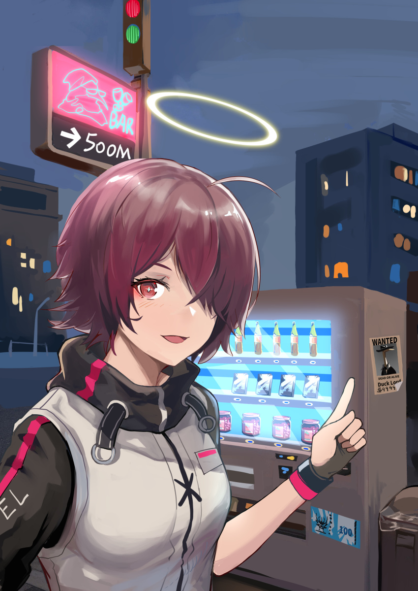 Safebooru - 1girl :d absurdres arknights arrow (symbol) black jacket ...