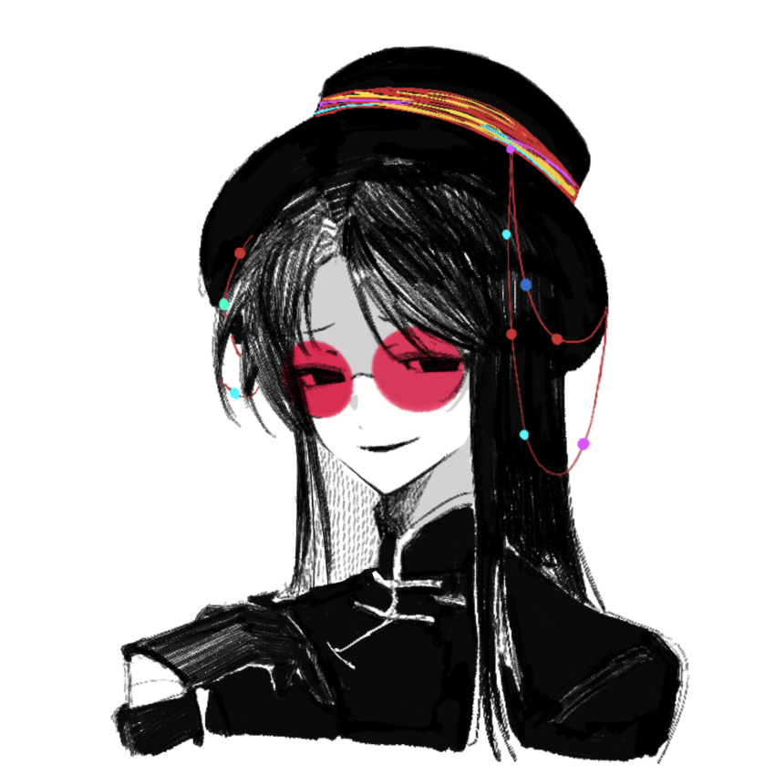 Safebooru - 1boy beads black eyes black gloves black hair black hat black shirt chinese ...