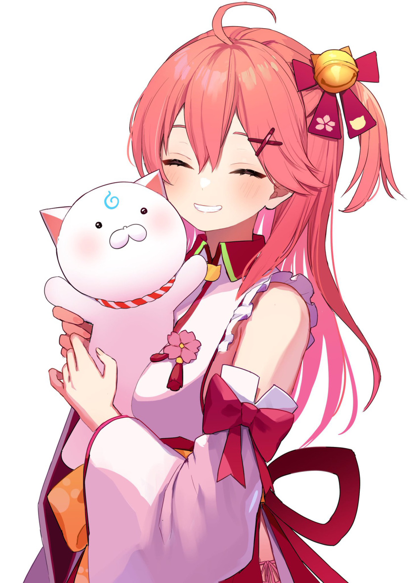 Safebooru - 1girl 35p (sakura miko) ^ ^ ahoge animal hug bell blush bow ...