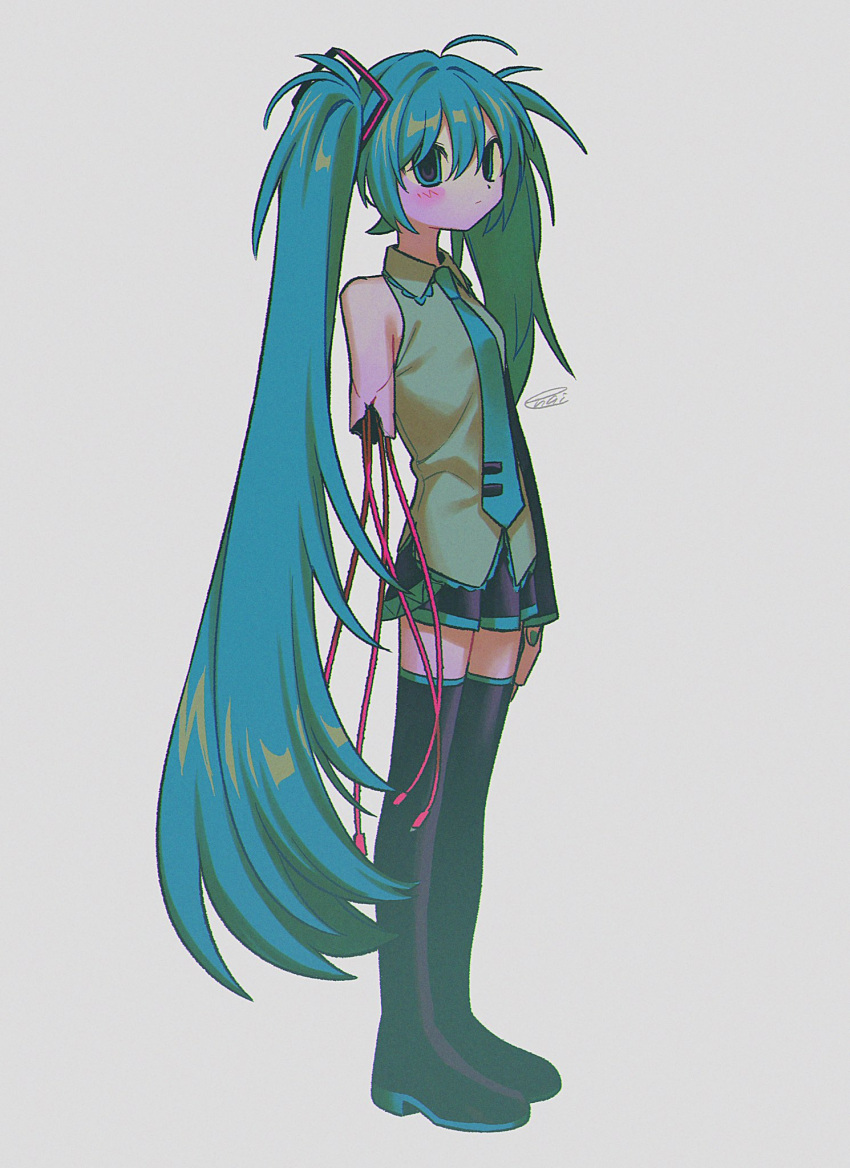 Safebooru - 1girl ahoge amputee android aqua eyes aqua hair aqua nails aqua necktie aqua trim ...