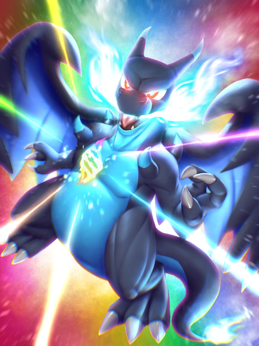 Safebooru - black skin blue skin breath weapon charizard claws colored skin dragon dragon tail ...