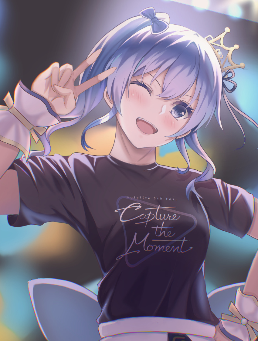Safebooru - 1girl absurdres bibideba (hololive) black shirt blue eyes ...