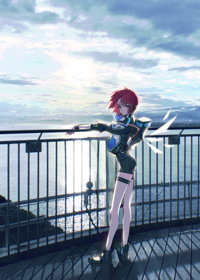 Safebooru - 1girl arknights bike shorts black footwear black jacket black shorts closed mouth ...