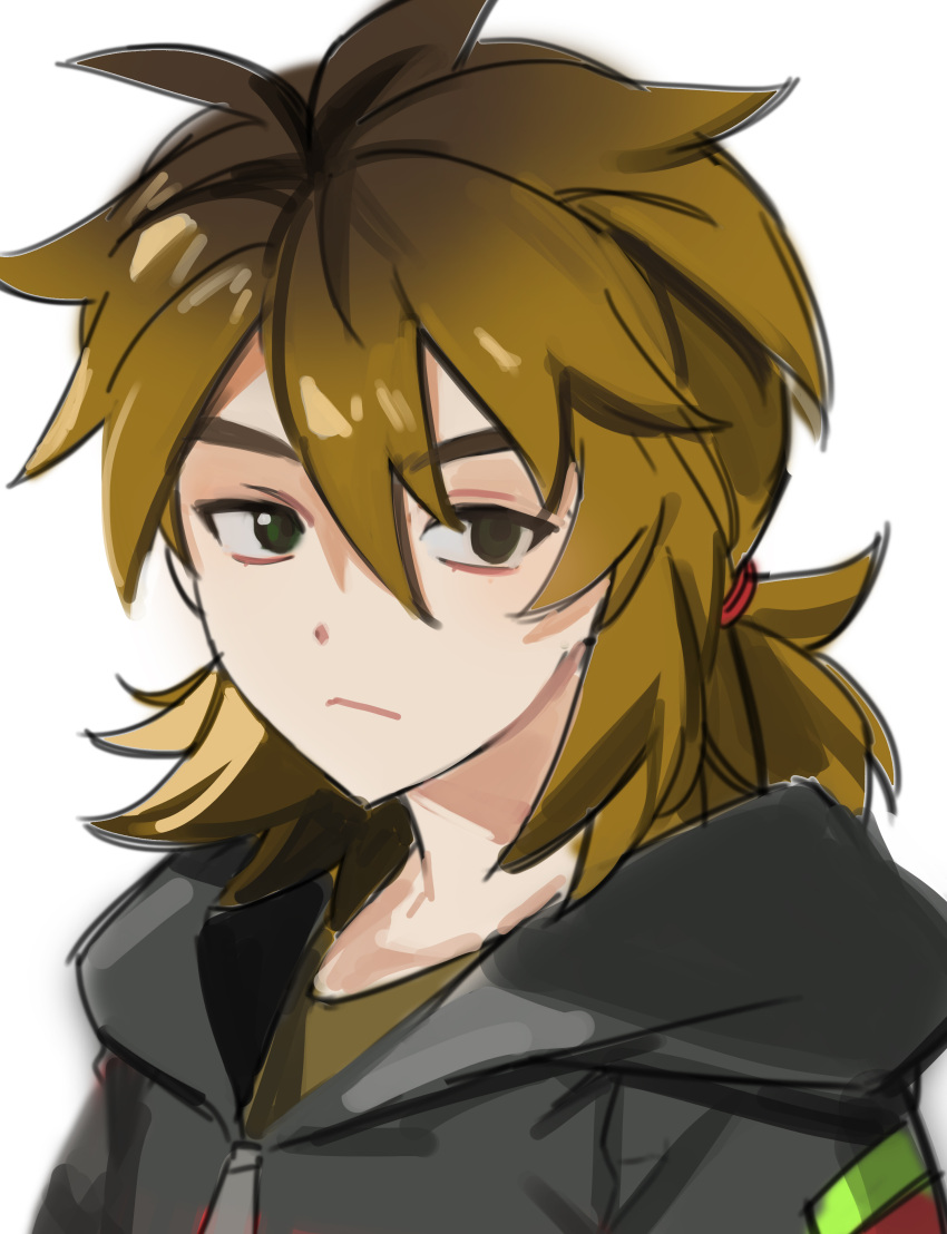 Safebooru - 1boy absurdres black jacket brown hair brown shirt closed mouth commentary request ...