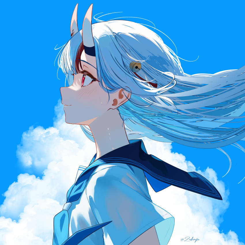 Safebooru - 1girl absurdres alternate costume artist name bell blue neckerchief blue sailor ...