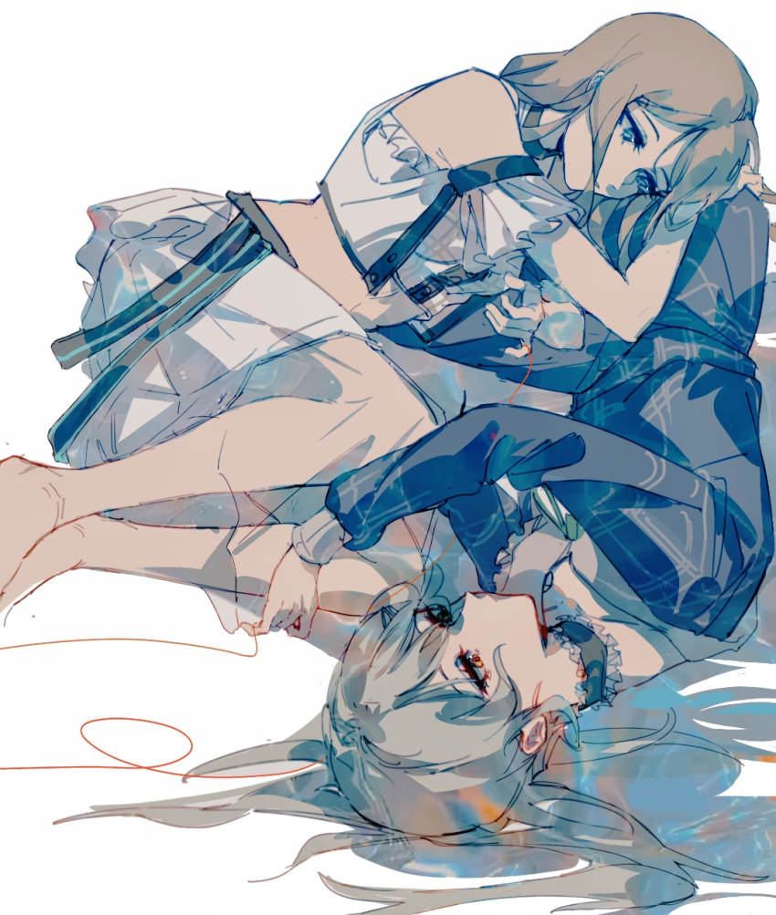 Safebooru - 2girls bang dream! bang dream! it's mygo!!!!! barefoot black choker black dress blue ...