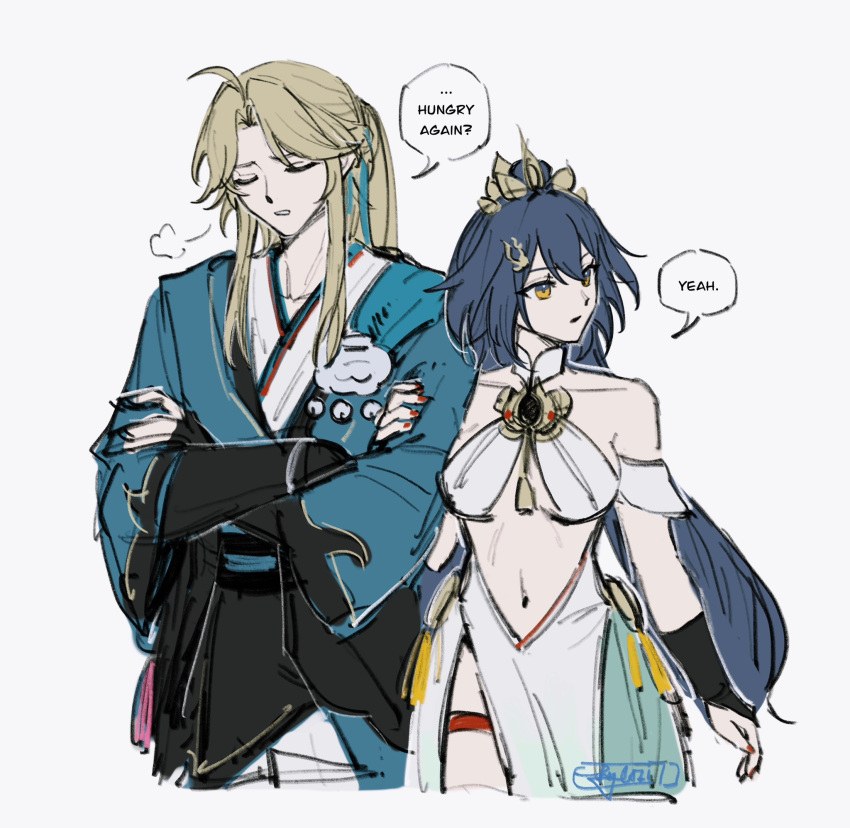 Safebooru - 1boy 1girl arm grab artist name bare shoulders blonde hair bra bridal gauntlets ...