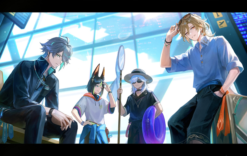 Safebooru - 4boys absurdres alhaitham (genshin impact) alternate costume animal ear fluff animal ...