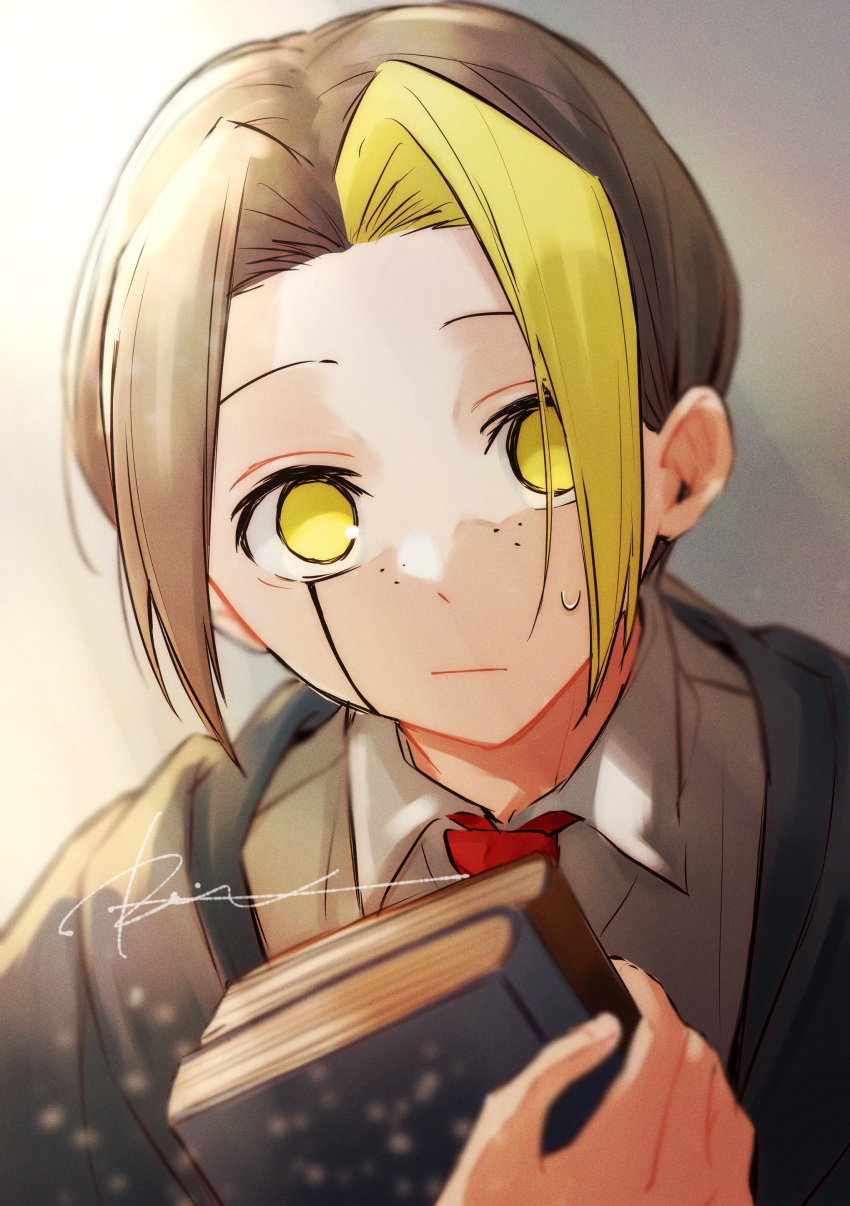 Safebooru - 1boy absurdres black hair black robe book collared shirt ...