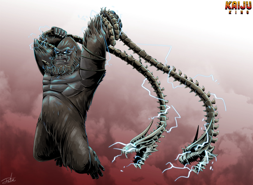 Safebooru - absurdres ape arms up beard bone bone weapon clenched teeth ...