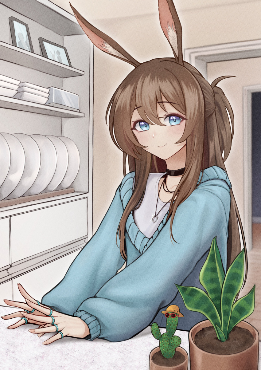 Safebooru - 1girl absurdres alternate costume alternate hairstyle amiya (arknights) animal ear ...