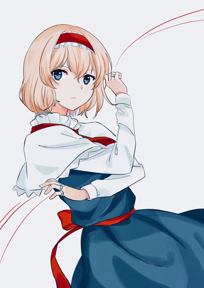 Safebooru - 1girl absurdres alice margatroid blonde hair blue dress blue eyes capelet closed ...