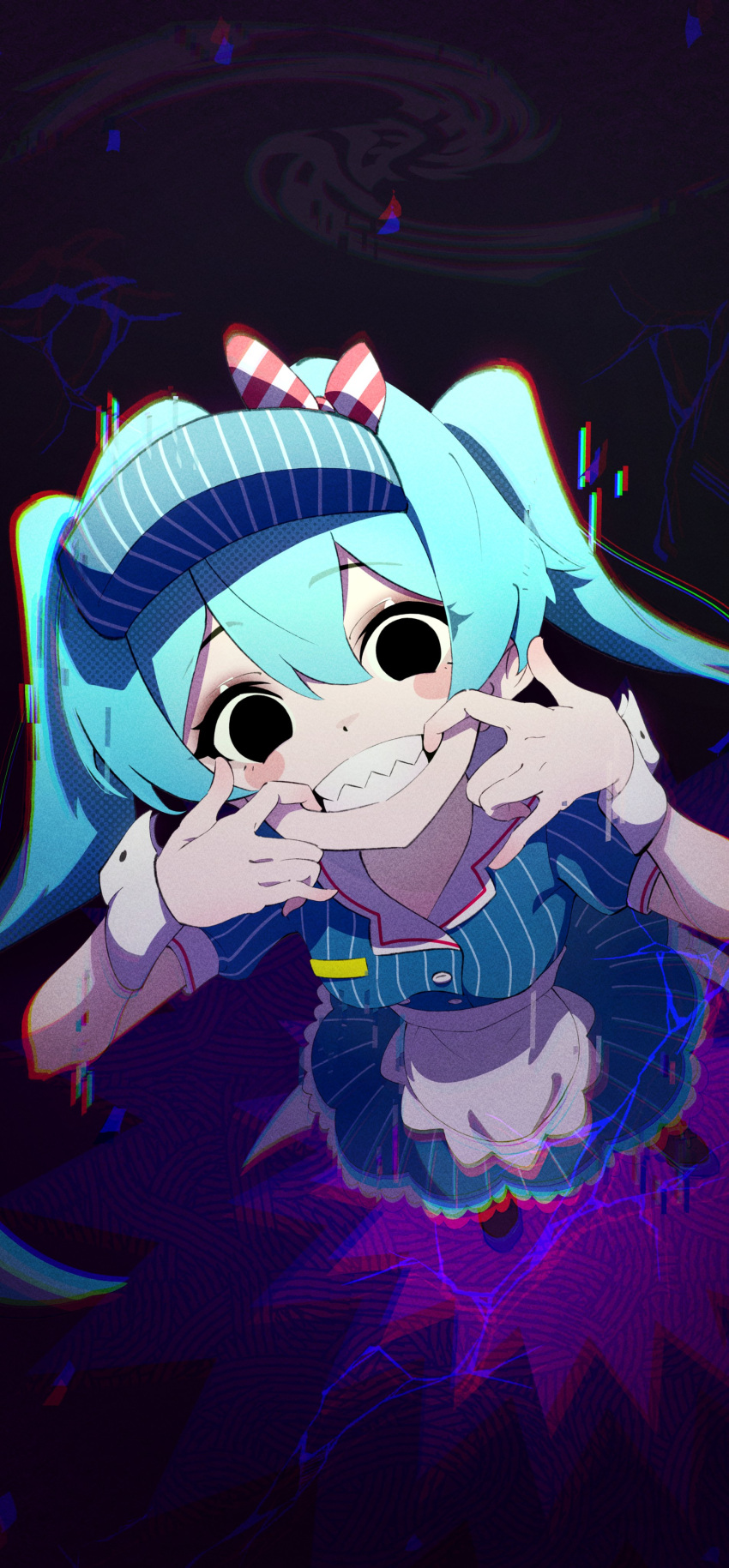 Safebooru - 1girl absurdres apron aqua hair blue jacket blue skirt ...