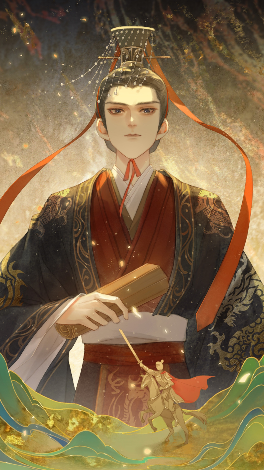 Safebooru - 1boy absurdres bamboo scroll black hair chinese clothes ...