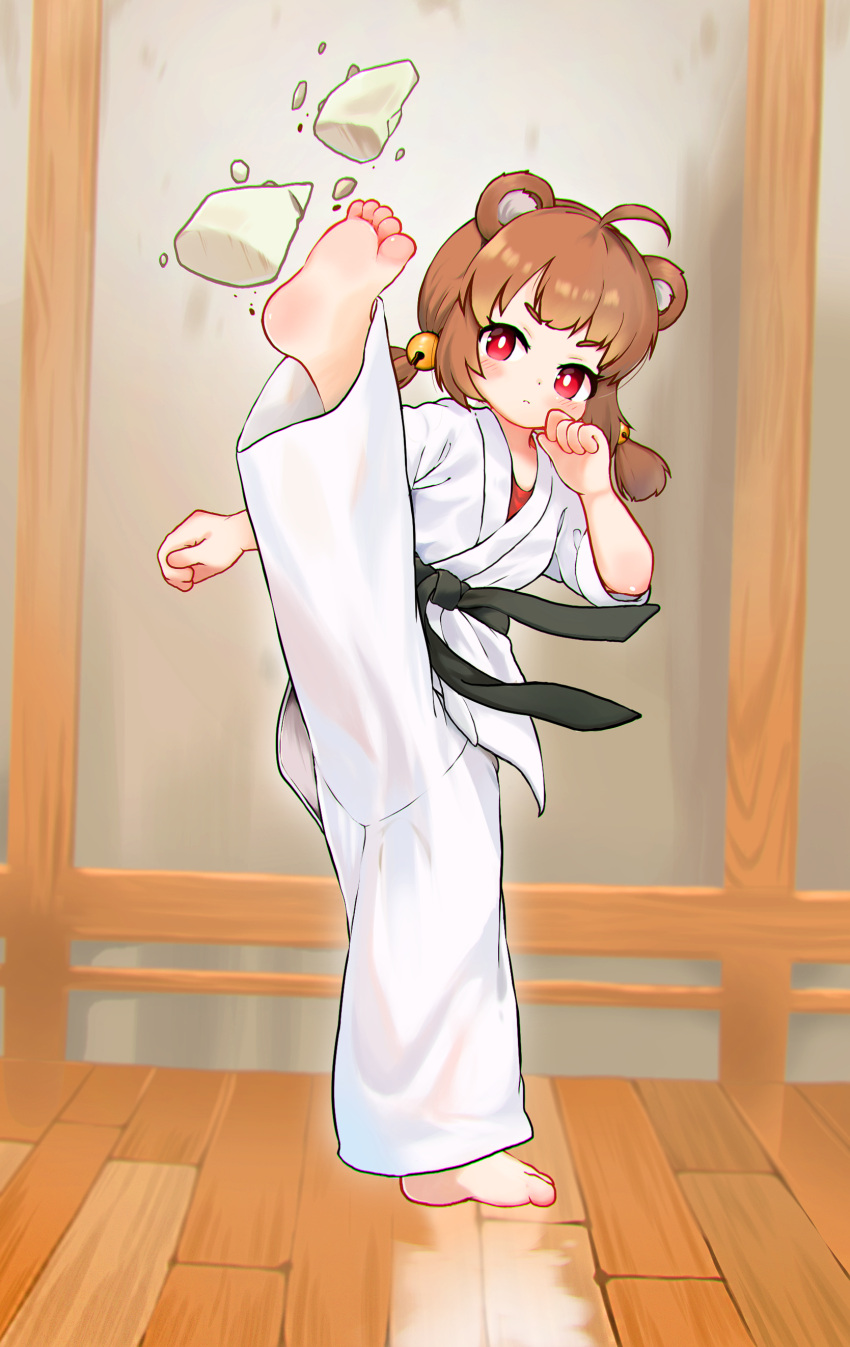 Safebooru - 1girl absurdres ahoge animal ears barefoot bear ears bear girl belt black belt ...