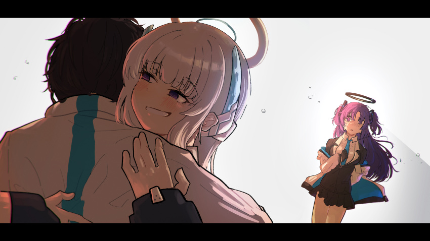 Safebooru - 1boy 2girls absurdres blue archive commentary request ...