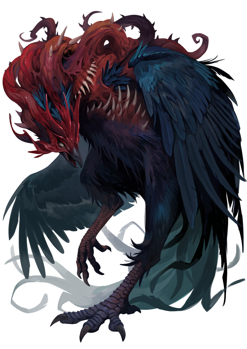 Safebooru - absurdres animal focus bird commentary english commentary extra mouth full body ...