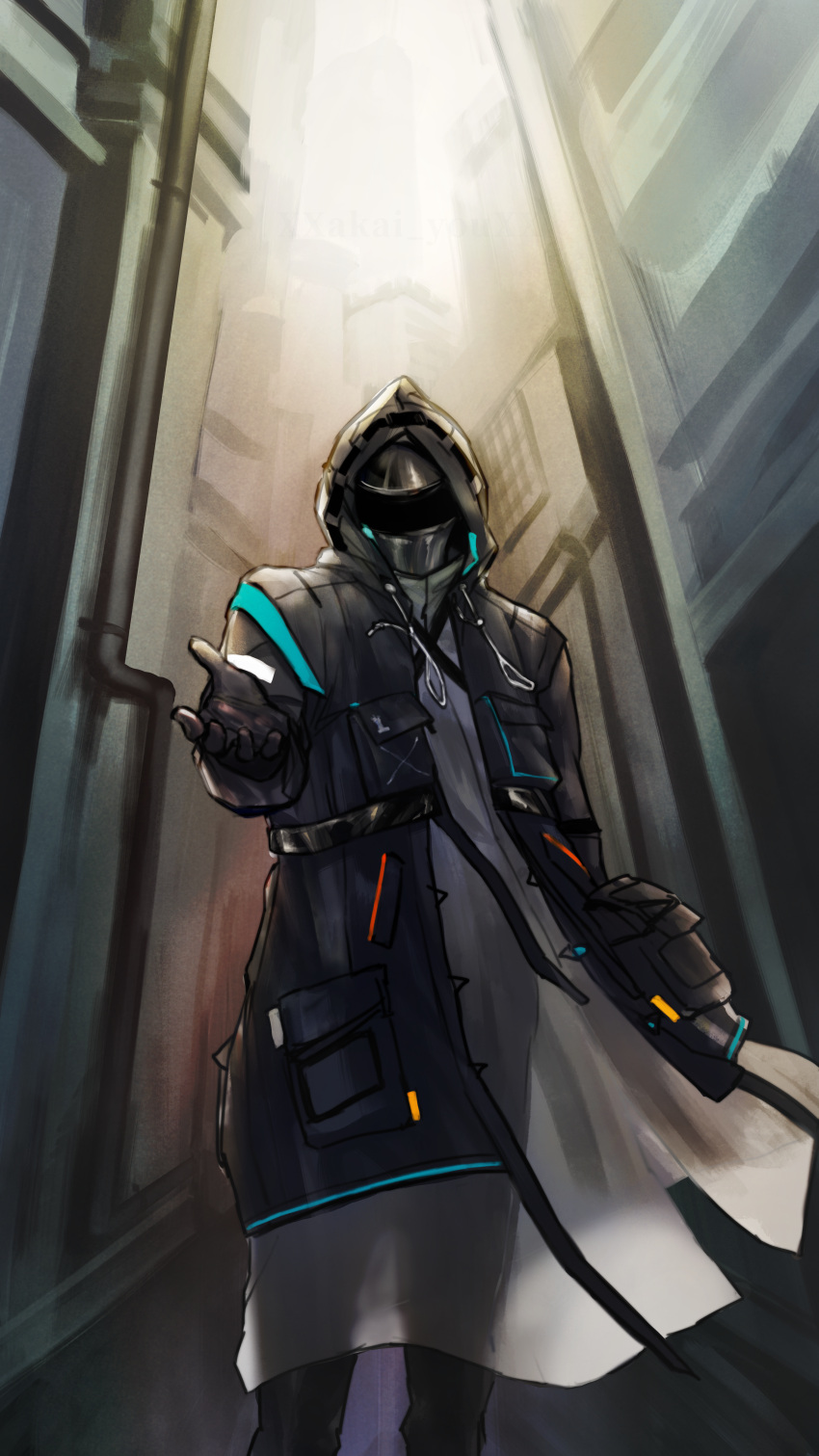 Safebooru - 1other absurdres akaiyou ambiguous gender arknights black coat black gloves coat ...