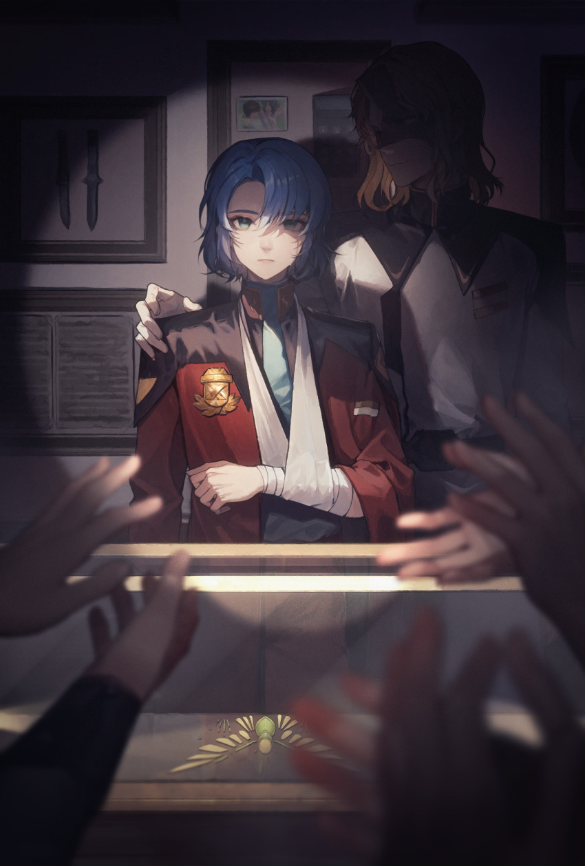Safebooru - 2boys arm sling athrun zala bai rui bandages blonde hair ...