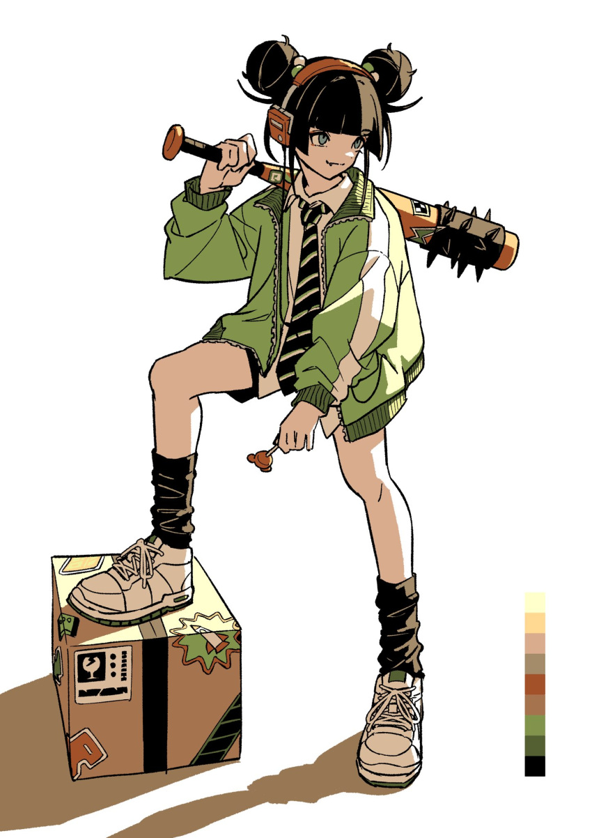 Safebooru - 1girl baseball bat black hair black leg warmers black ...