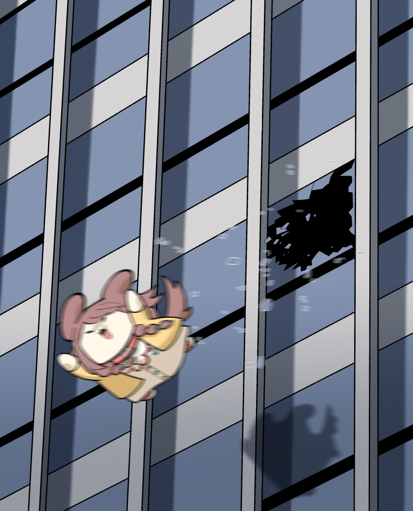 Safebooru - 1girl absurdres animal ears broken window building chibi ...