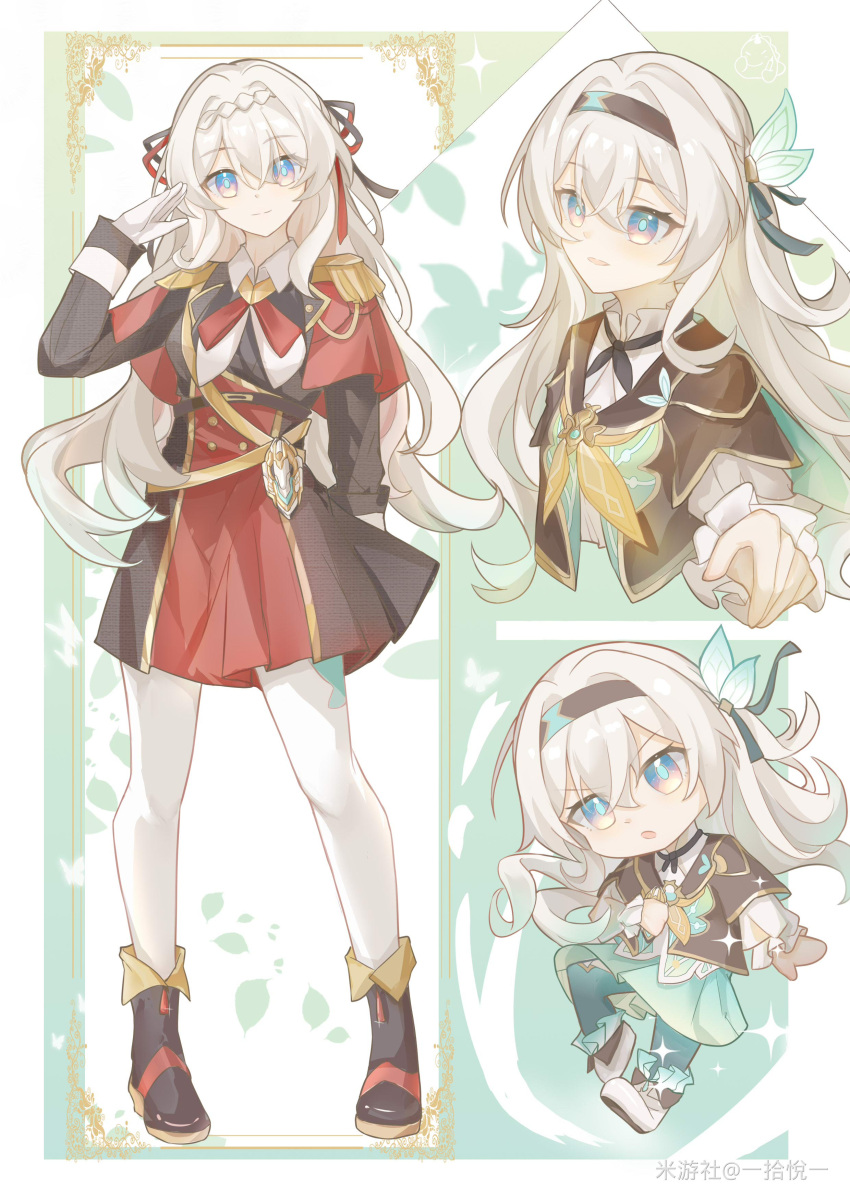 Safebooru - 1girl absurdres black hairband braid breasts capelet chibi ...