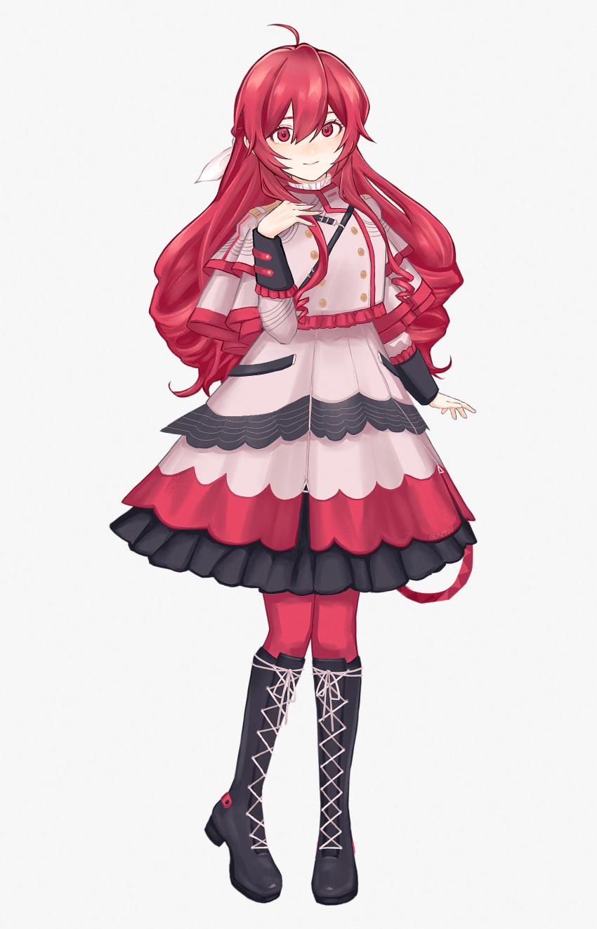 Safebooru - 1girl absurdres adapted costume ahoge boots cross-laced footwear dress frilled skirt ...