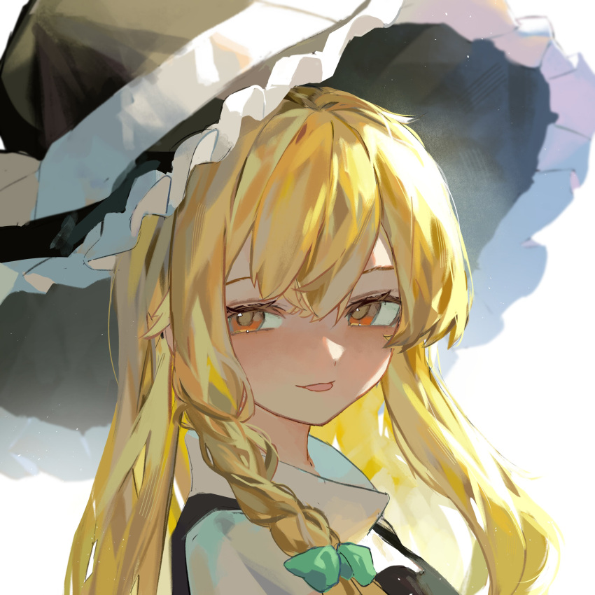Safebooru - 1girl absurdres black hat blonde hair braid clynxen hat ...