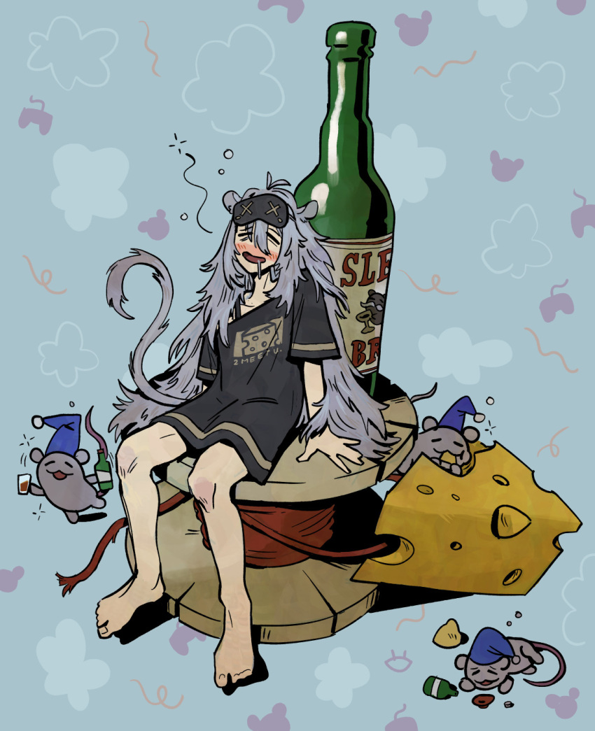 Safebooru - 1girl alcohol animal ears bra strap cheese clauvio (vtuber ...