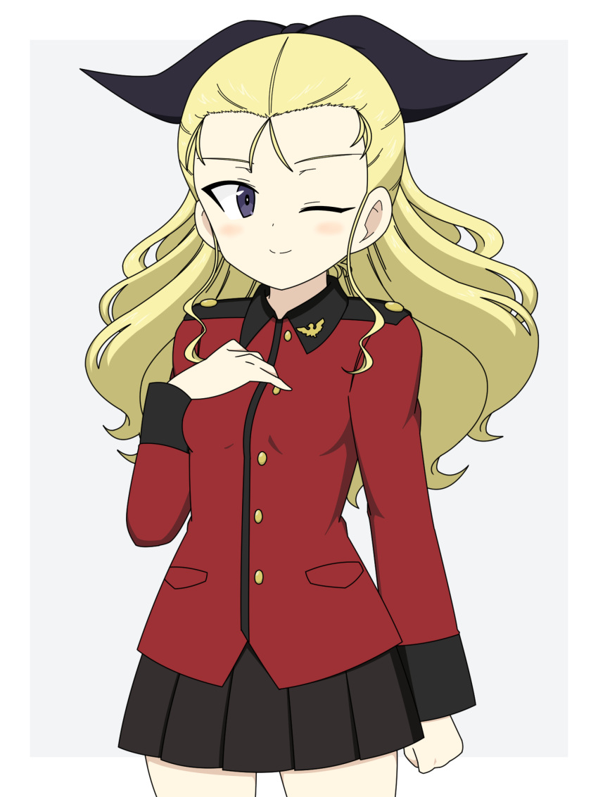 Safebooru - 1girl assam (girls und panzer) black ribbon black skirt ...