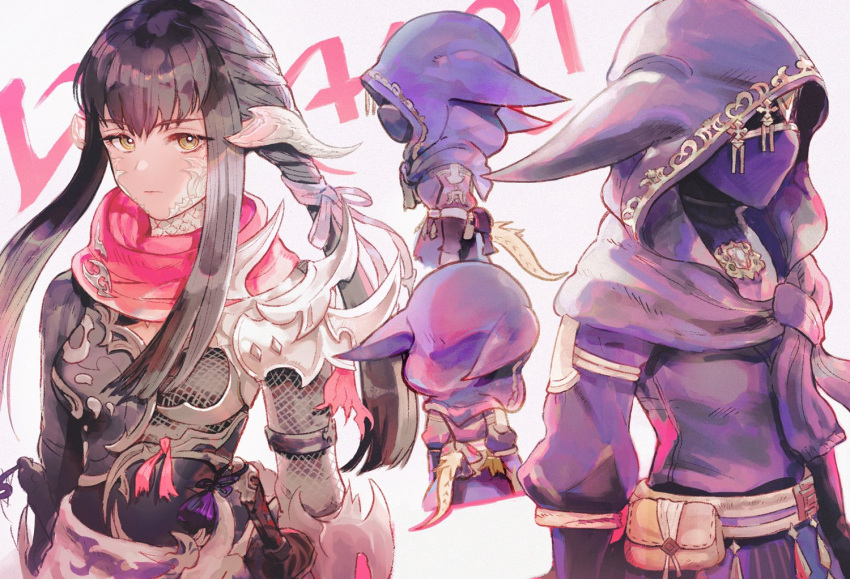 Safebooru - 1girl armor au ra belt black hair breastplate capelet ...