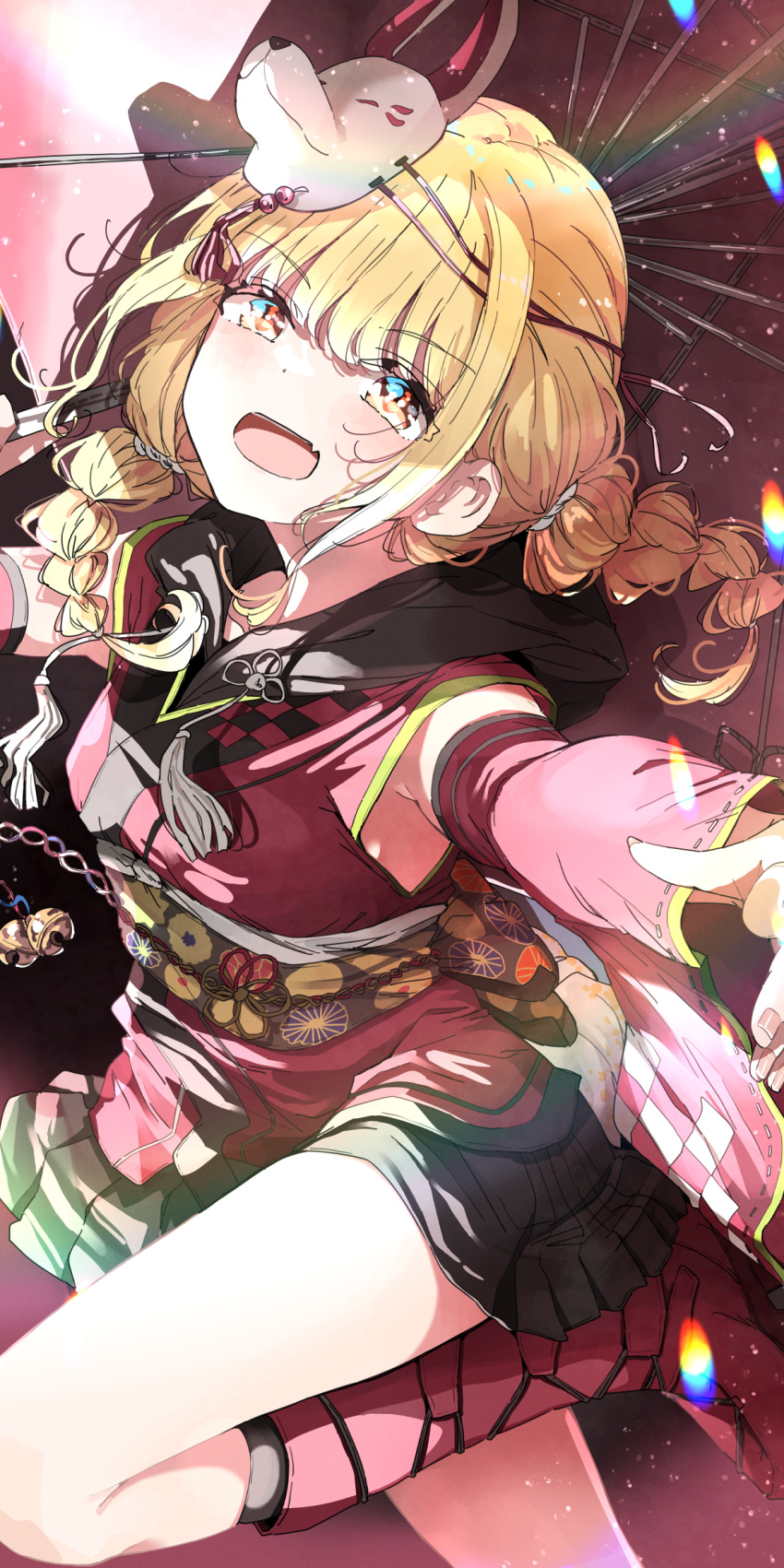 Safebooru - 1girl black skirt blonde hair blush braid breasts detached sleeves fujita kotone ...