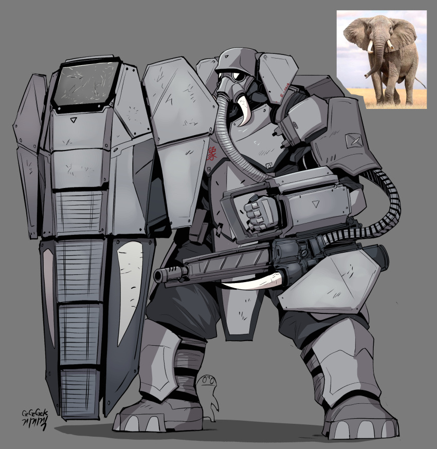 Safebooru - ambiguous gender animal ears animal helmet arm mounted ...