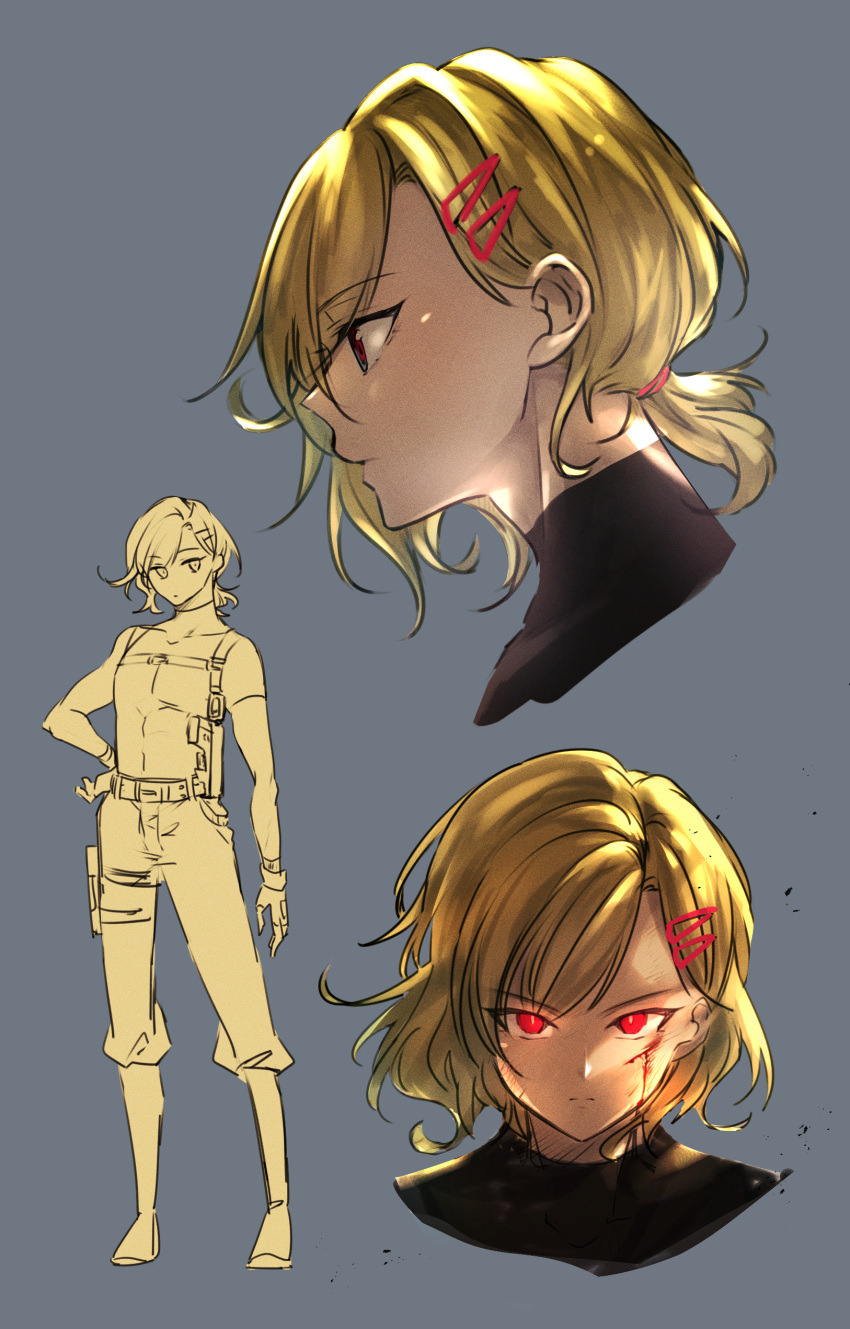 Safebooru - 1other absurdres alternate costume antenna hair blonde hair blood blood on face ...